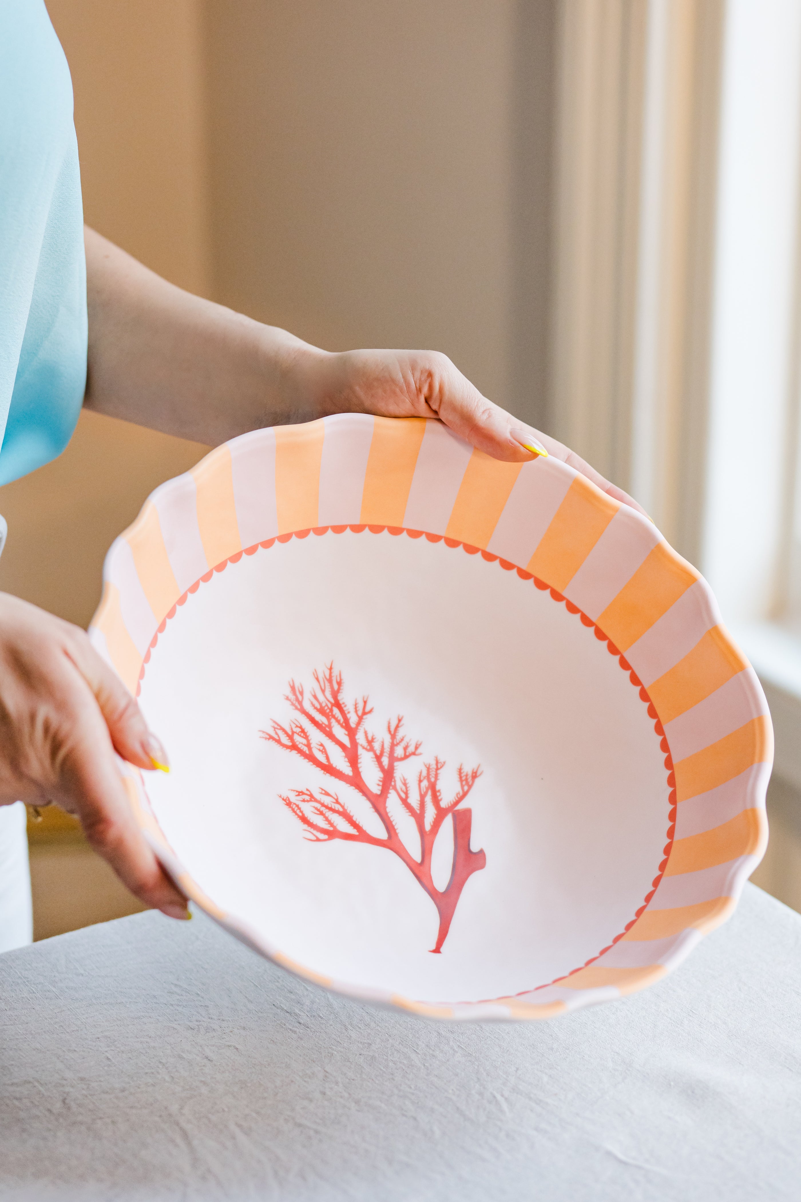 Yvonne Ellen Coral Melamine Serving Bowl